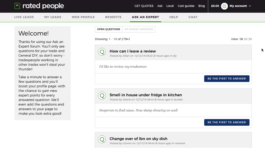 Update and optimise your business profile | Rated People